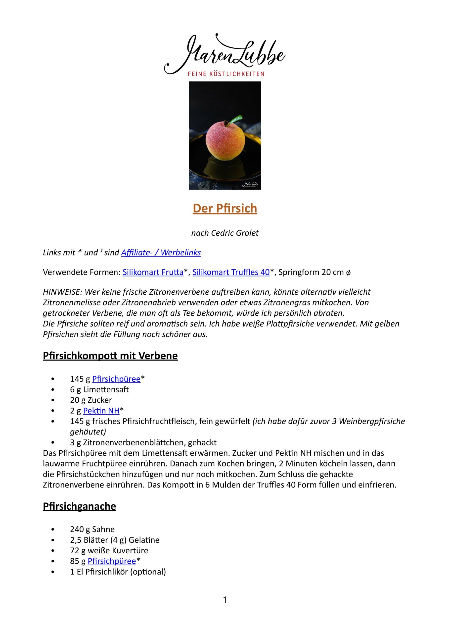 Der Pfirsich - Maren Lubbe - Feine Köstlichkeiten